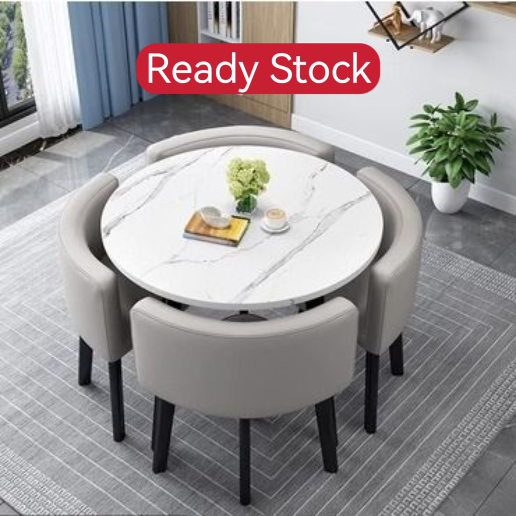 CT 016 Round/square table with 4 chairs, Modern Nordic Style, Home ...