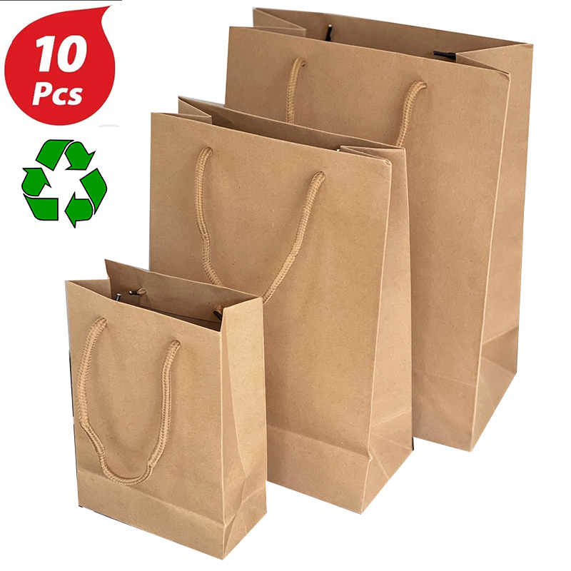 5-10p Kraft Wine Carrier Paper Bag, Square Base Shopping Bag with ...