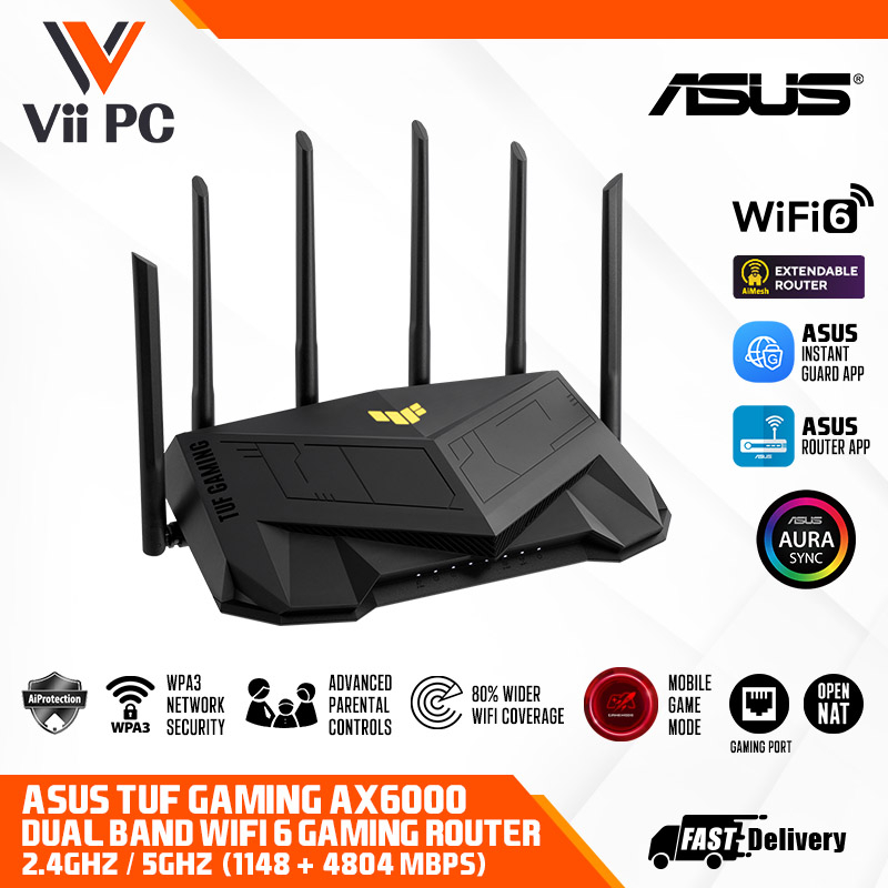 ASUS TUF Gaming AX6000 Dual Band WiFi 6 Extendable Gaming Router, Dual ...