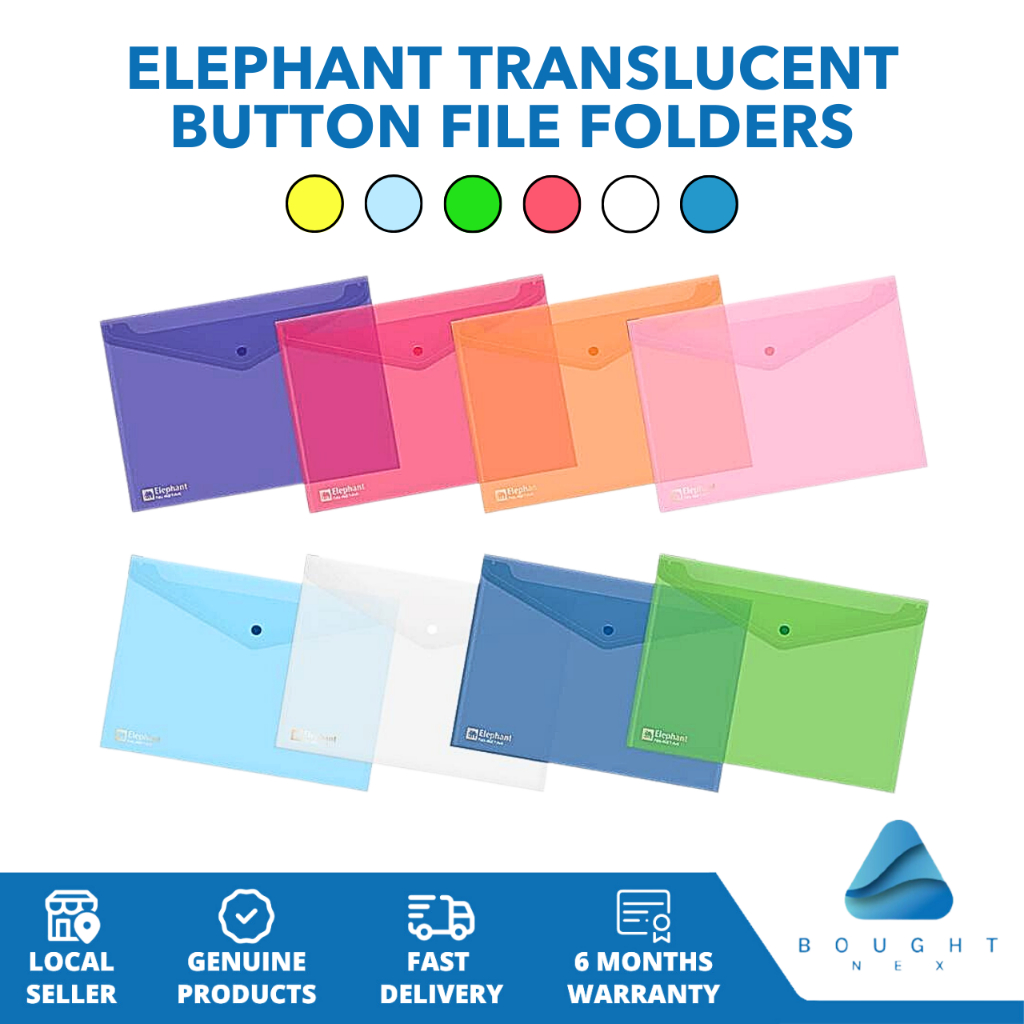 Elephant Polypropylene Translucent Button File Folders 421A4/421F ...