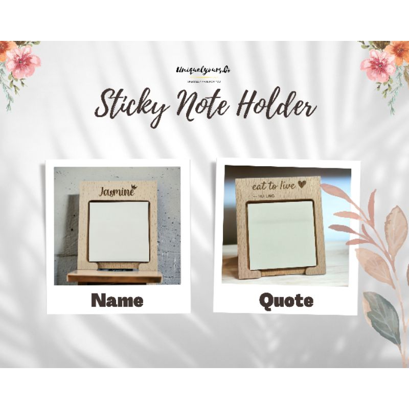 Personalised Wooden Sticky Note Holder w/ Post-it Notes (Laser Engraved ...