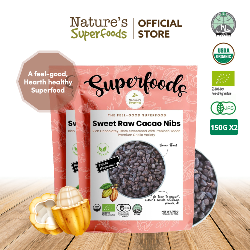 [Bundle Deal] Nature's Superfoods Organic Sweet Raw Cacao Nibs 150g x2 ...