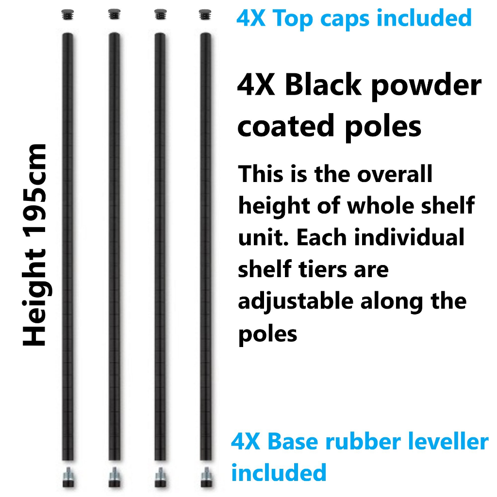 Black Wire Shelving Heavy Duty Type Anti-Rust Metal Carbon Steel ...