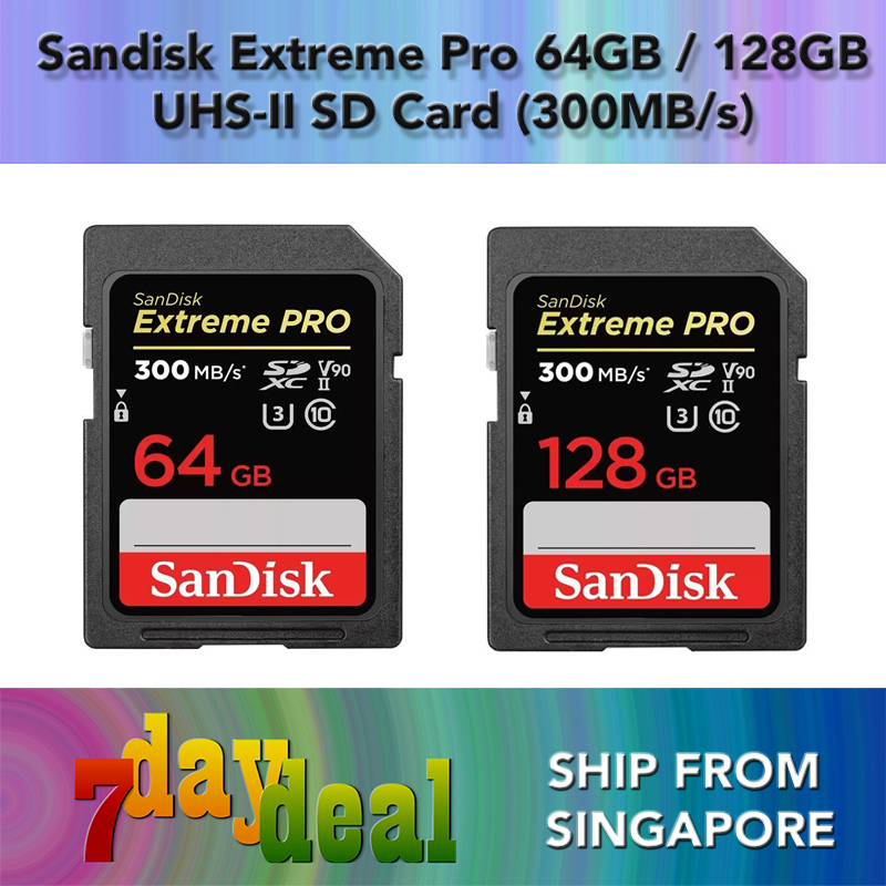 Sandisk Extreme Pro SD 64GB / 128GB / 256GB Memory Card (300MB/s) - HIGH SPEED UHS-II V90 SDXC ...