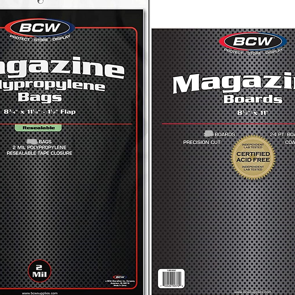 BCW Resealable Magazine Poly Bags and Magazine Backer Boards (Pack of ...