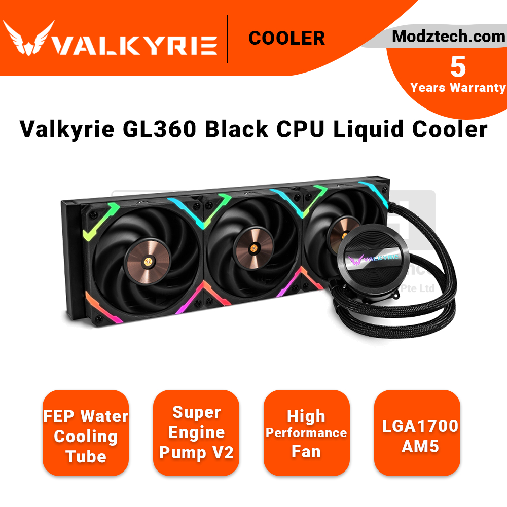 Valkyrie GL360 CPU Liquid Cooler (Super Engine Pump V2 | FEP Tubing | Auto-Rotate Gravity ...