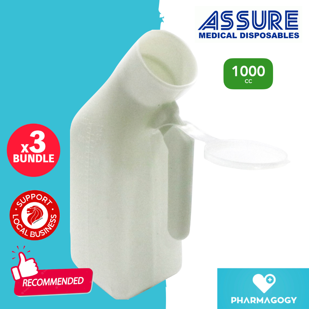 [BUNDLE OF 3] ASSURE MALE URINAL WITH COVER PLASTIC URINAL | Shopee ...