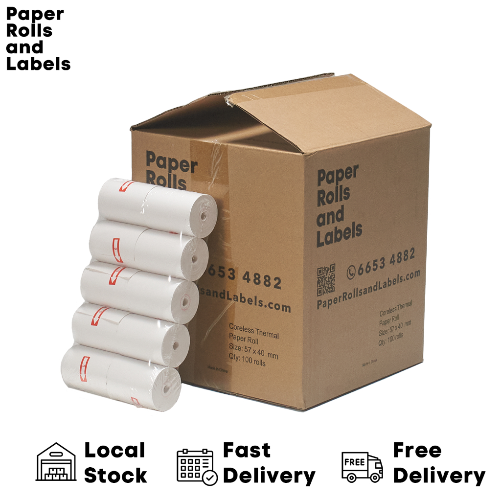 NETS Thermal Paper Roll Coreless 57 x 40mm CORELESS (50 Rolls and fewer ...