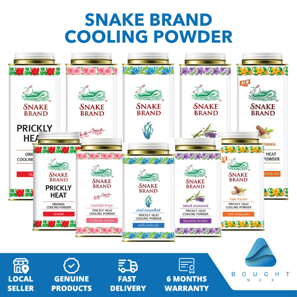 Snake Brand Prickly Heat Powder 50g 140g 280g - Thailand, Refreshing Cooling Powder | Shopee ...