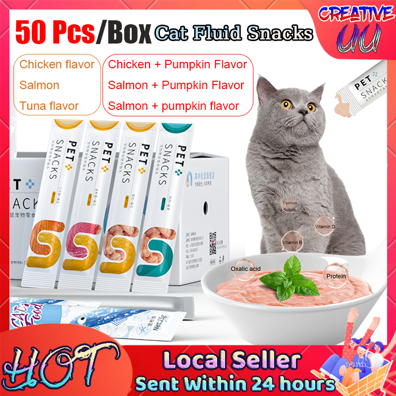 🔥【SG Ready Stock】🔥 50pcs/box 15g Cat Strips Cat Snack Nutrition And ...