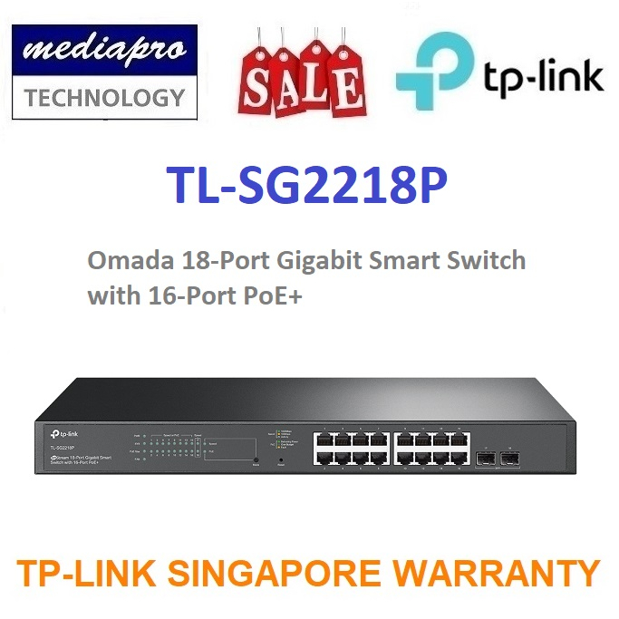 TP-Link TL-SG2218P Omada Smart 16-port Gigabit PoE+ Switch with 2 SFP ...