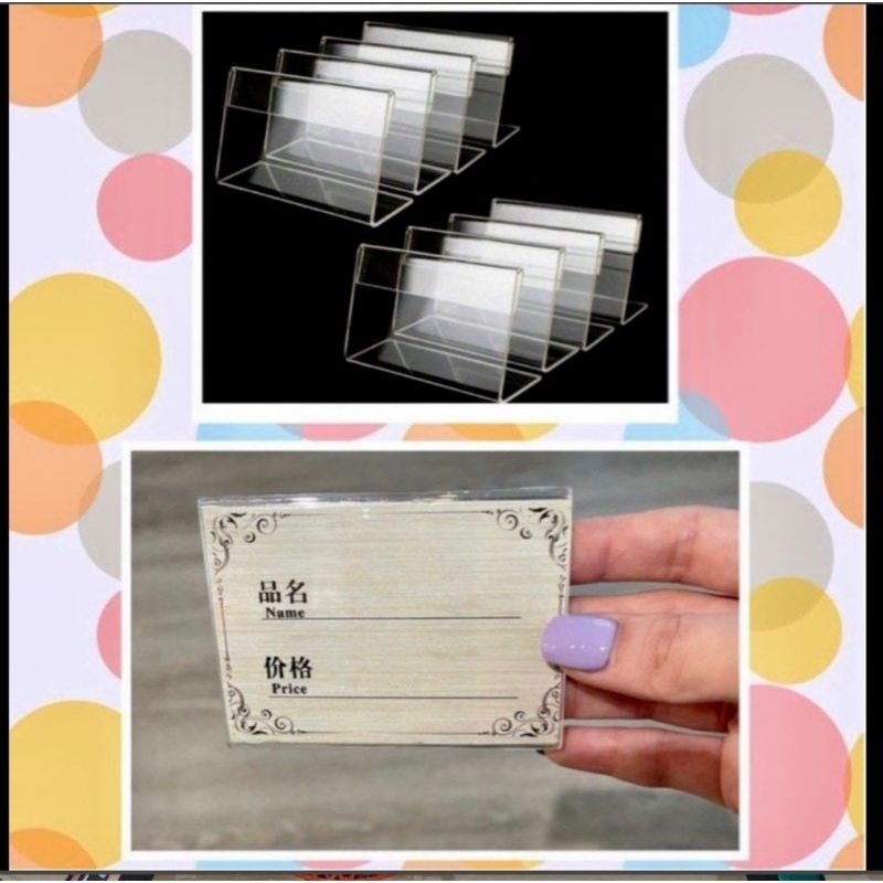 Acrylic Sign card display stand table name price tag menu holder clear ...