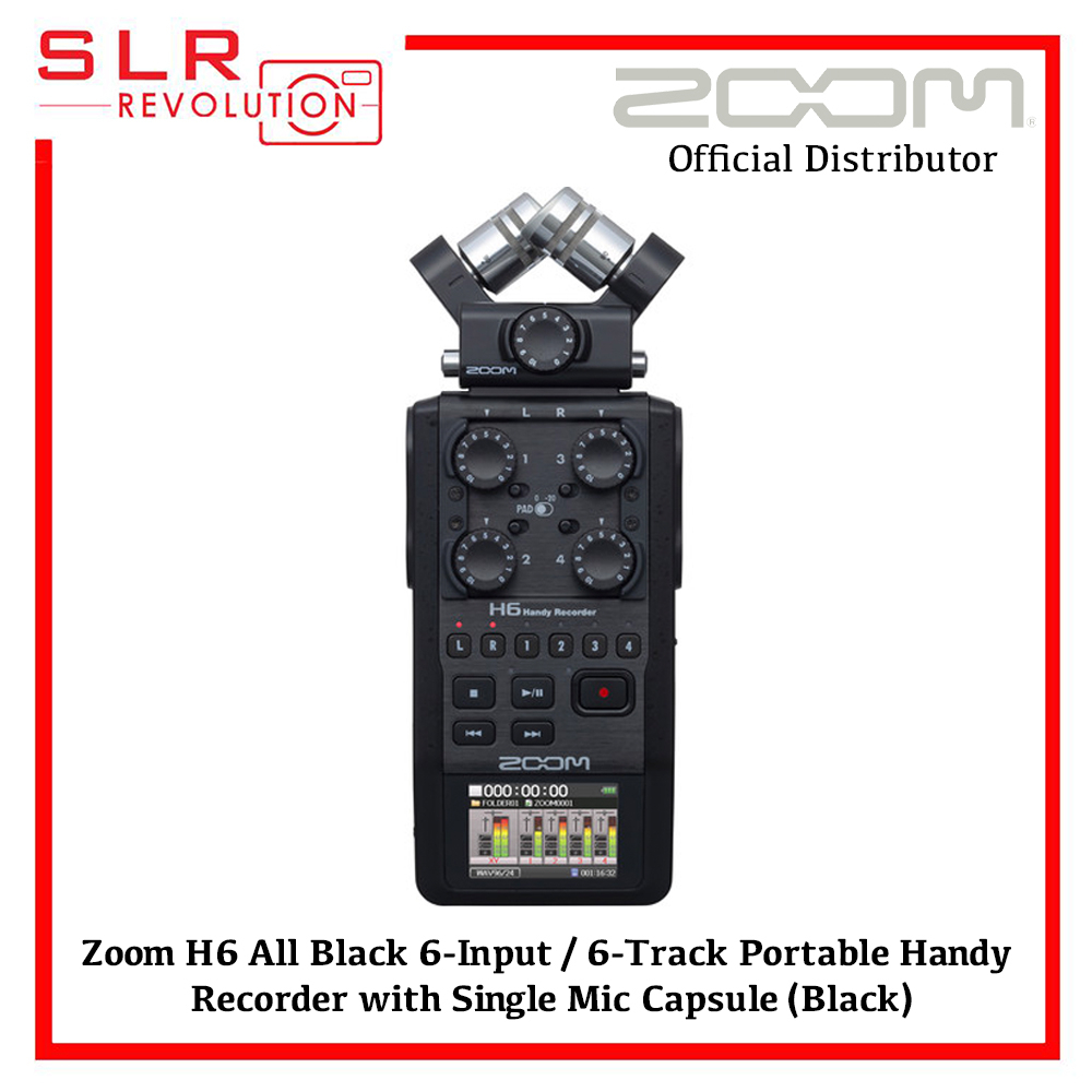 Zoom H6 All Black 6-Input / 6-Track Portable Handy Recorder with Single ...