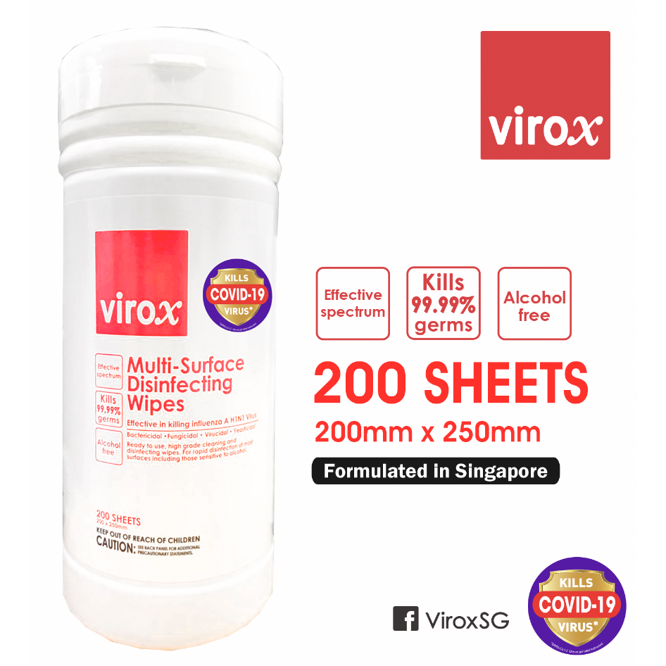 [Virox] Multi-Surface Disinfecting Wipes (Alcohol Free) 200 Sheets ...