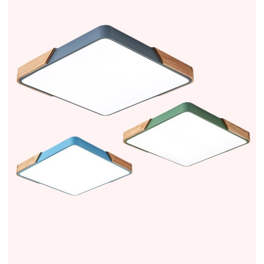 PLH Square Wooden Macaron LED Ceiling Light with Replaceable LED Panel ...