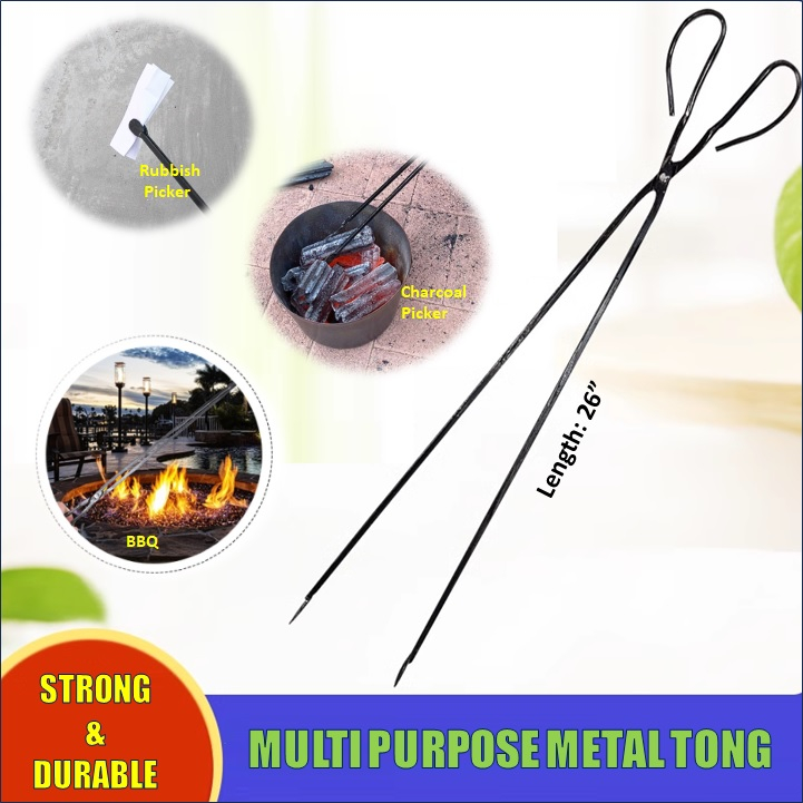 BBQ CHARCOAL TONG 26 INCH / LONG RUBBISH PICKER/ LONG STEEL CHARCOAL ...