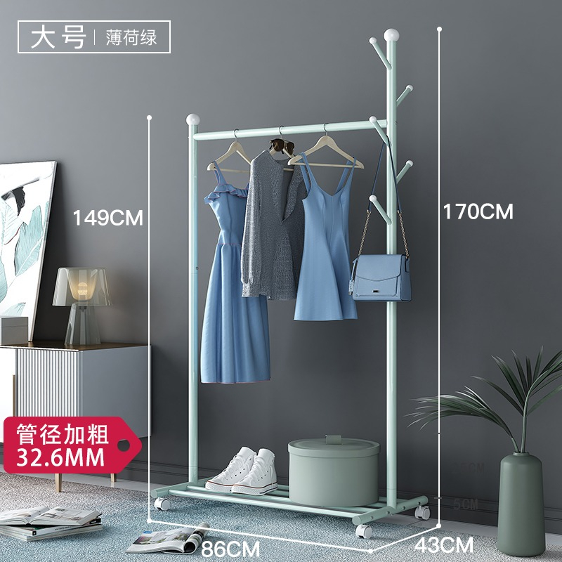 🌈Clothes Rack 3-in-1 Coat Rack Rolling Garment Rack with Bottom Shelves ...