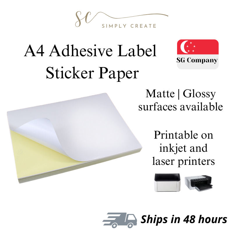 A4 Adhesive Label Sticker Paper Glossy Matte Laser Inkjet Printer ...