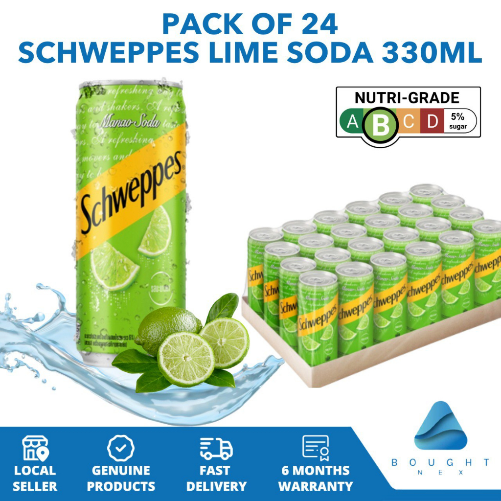 [Bundle of 24] Schweppes Citrus Lime Soda - 330ml Thirst-Quenching Refreshment | Shopee Singapore
