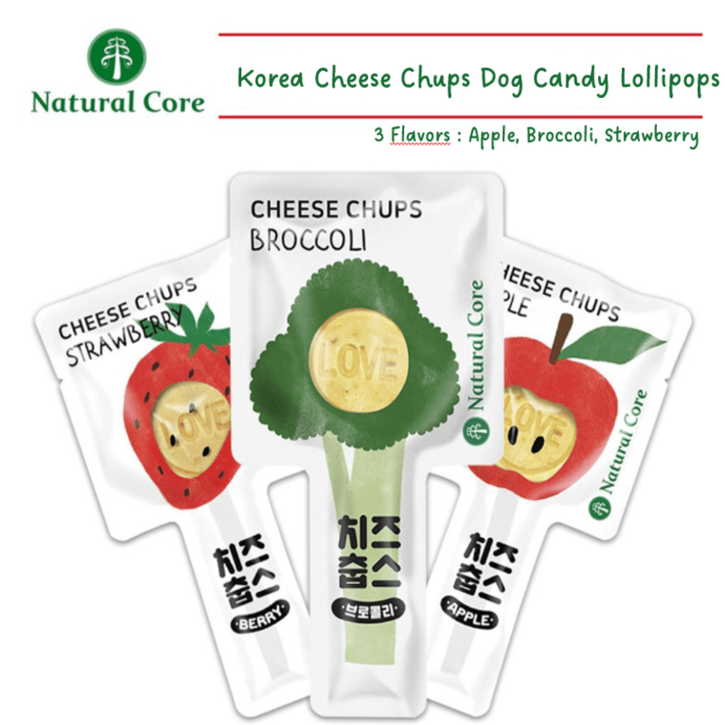 Natural Core Cheese Chups Dogs Lollipop Candies 3 Flavors 16g ( Ready ...