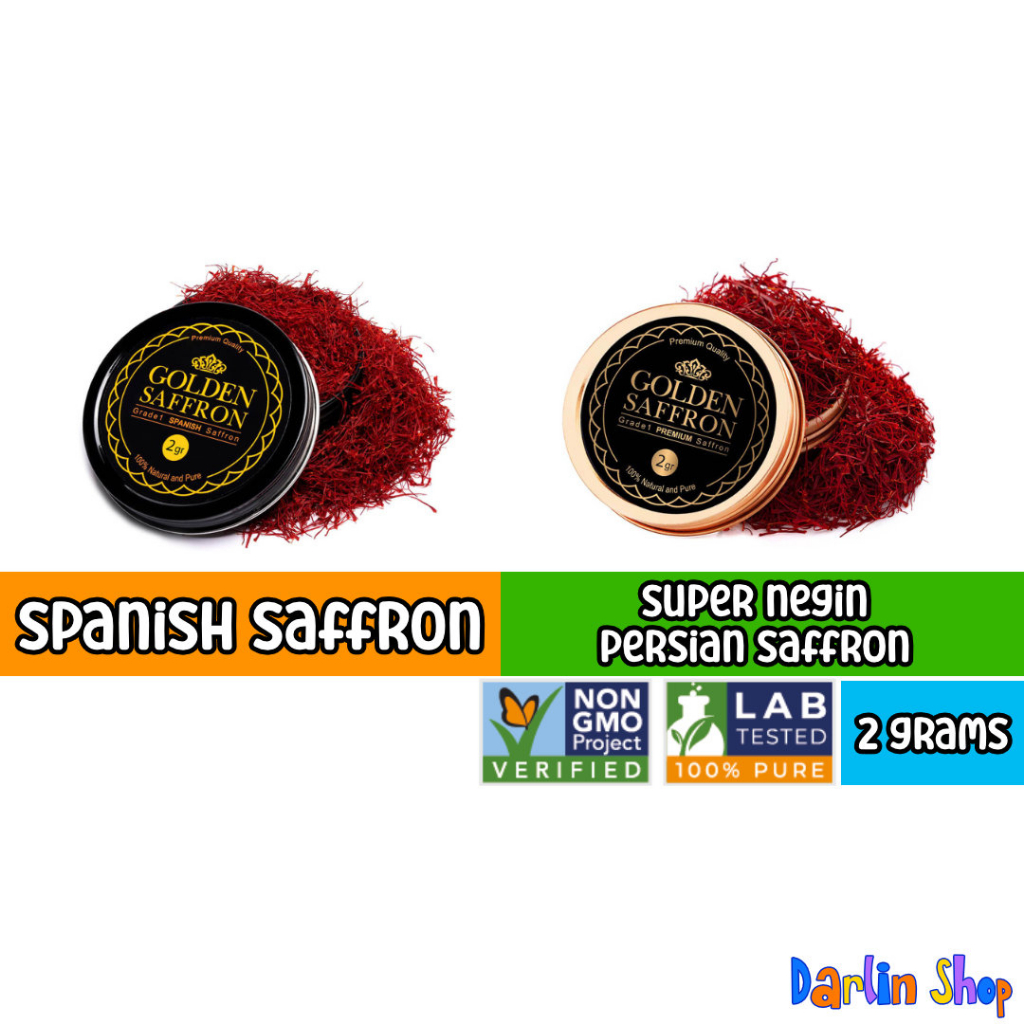 Golden Saffron, 2gr, Finest Pure Premium All Red Saffron Threads, Grade ...