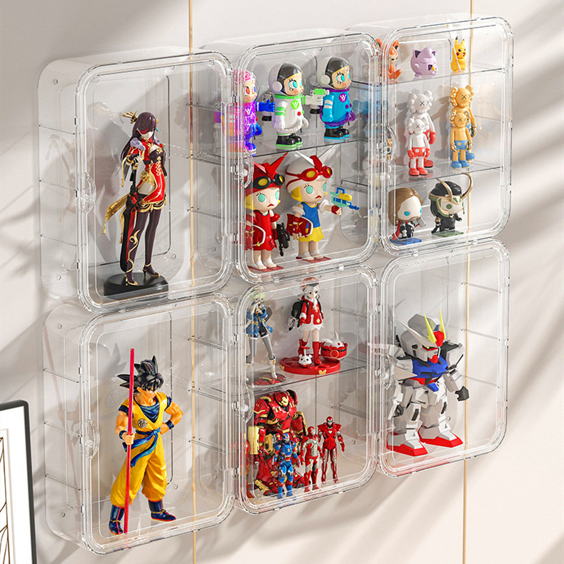 Fully Transparent 4 Layers Acrylic Wall No Drill Display Case Blind Box ...