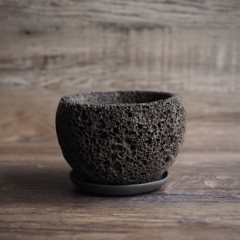 Lava Stone Plant Pot with Saucer (Ready Stock) | Shopee Singapore