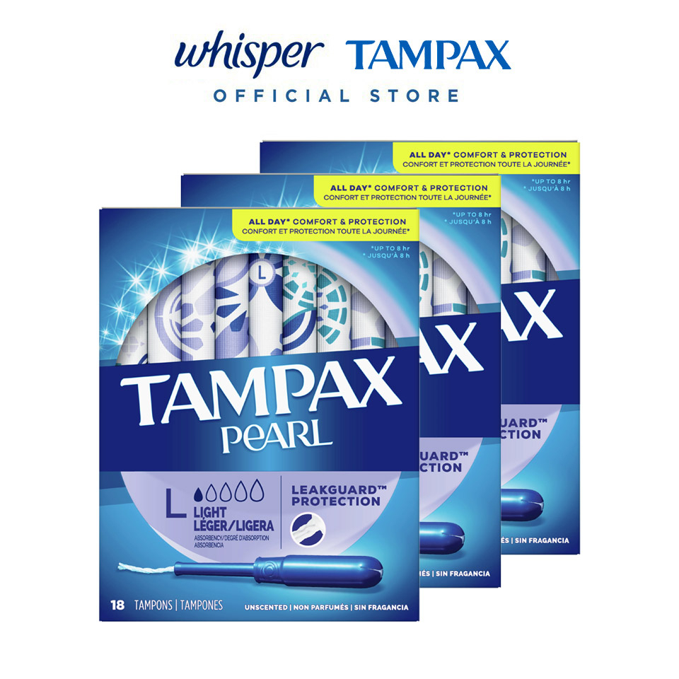 [Bundle of 3] Tampax Pearl Tampons Light Absorbency, 18 Count | Shopee ...