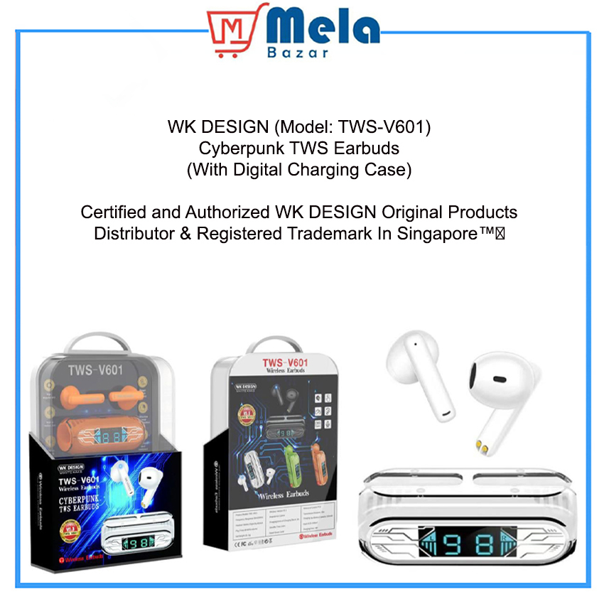 WK DESIGN TWS-V601 Cyberpunk TWS Earbuds (With Digital Charging Case ...