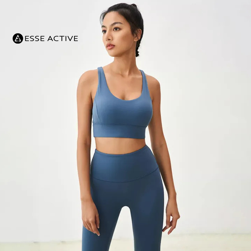【SG Local】ESSE ACTIVE Yoga Wave Longline Sports Bra with Lycra Crop Top | Shopee Singapore