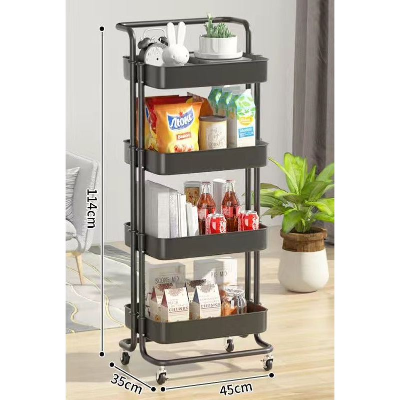 [💯SG STOCK] 3/4 Tier Multifunction Storage Trolley Rack Office Shelves ...