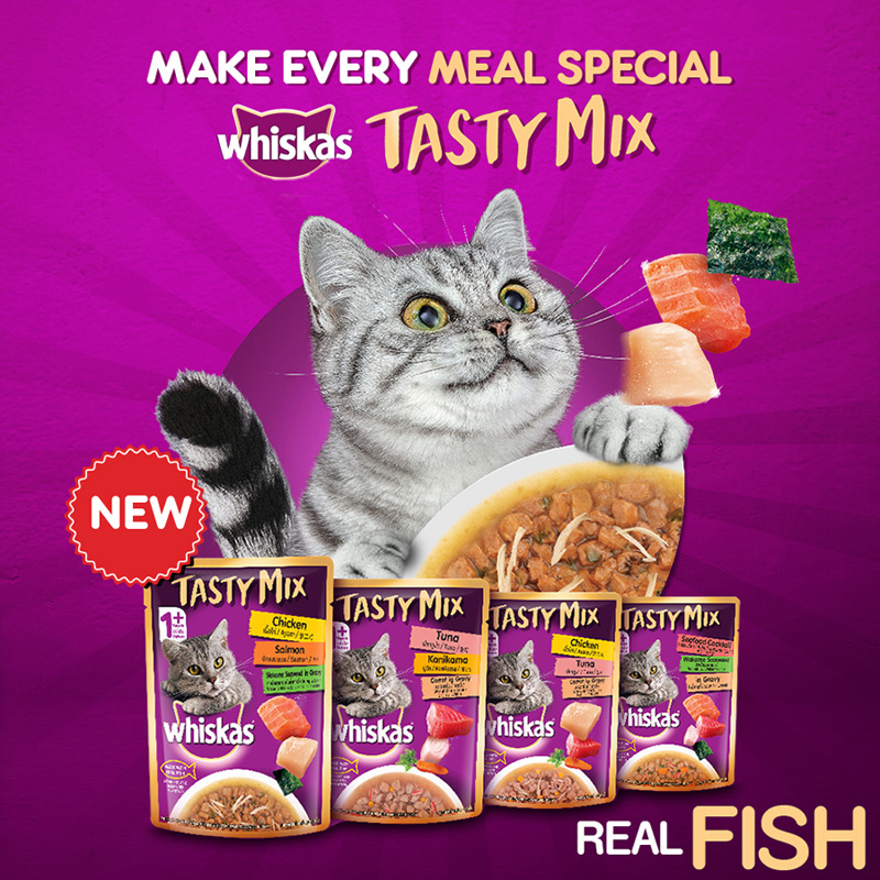 [Bundle of 28 packets] Whiskas Pouch Tasty Mix Wet Food for Cats 70g ...