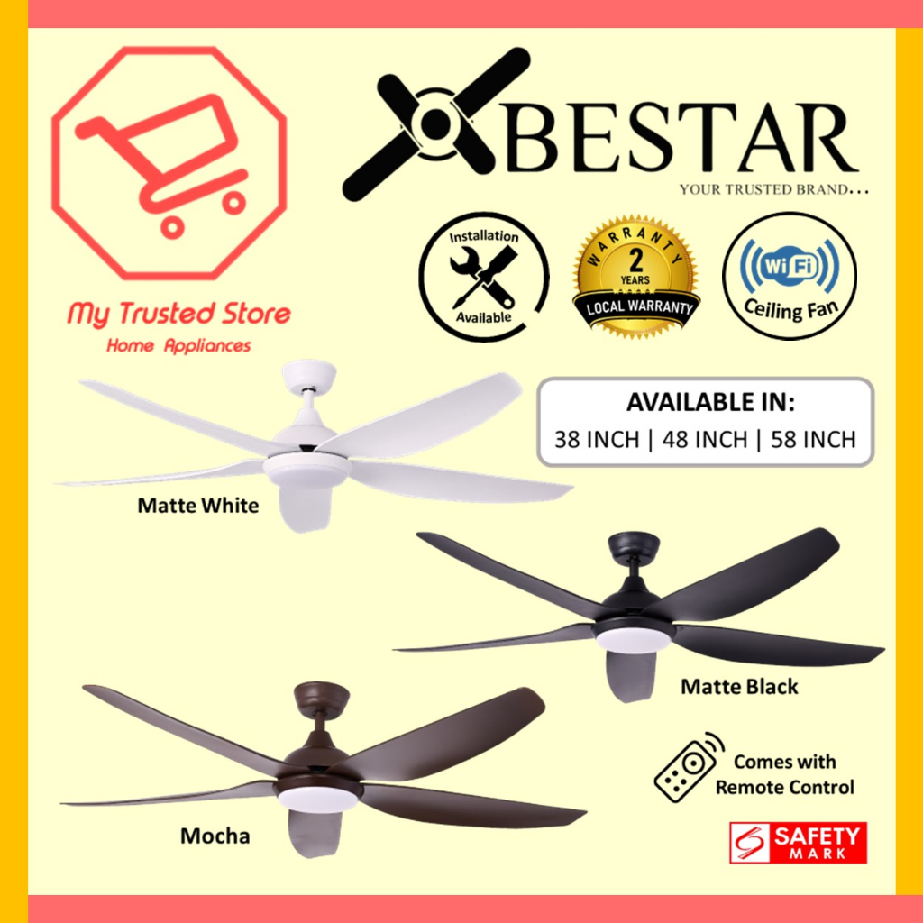 [ WIFI ] BESTAR STAR 5 5-Blade DC Motor Ceiling Fan With 3-Tone LED ...