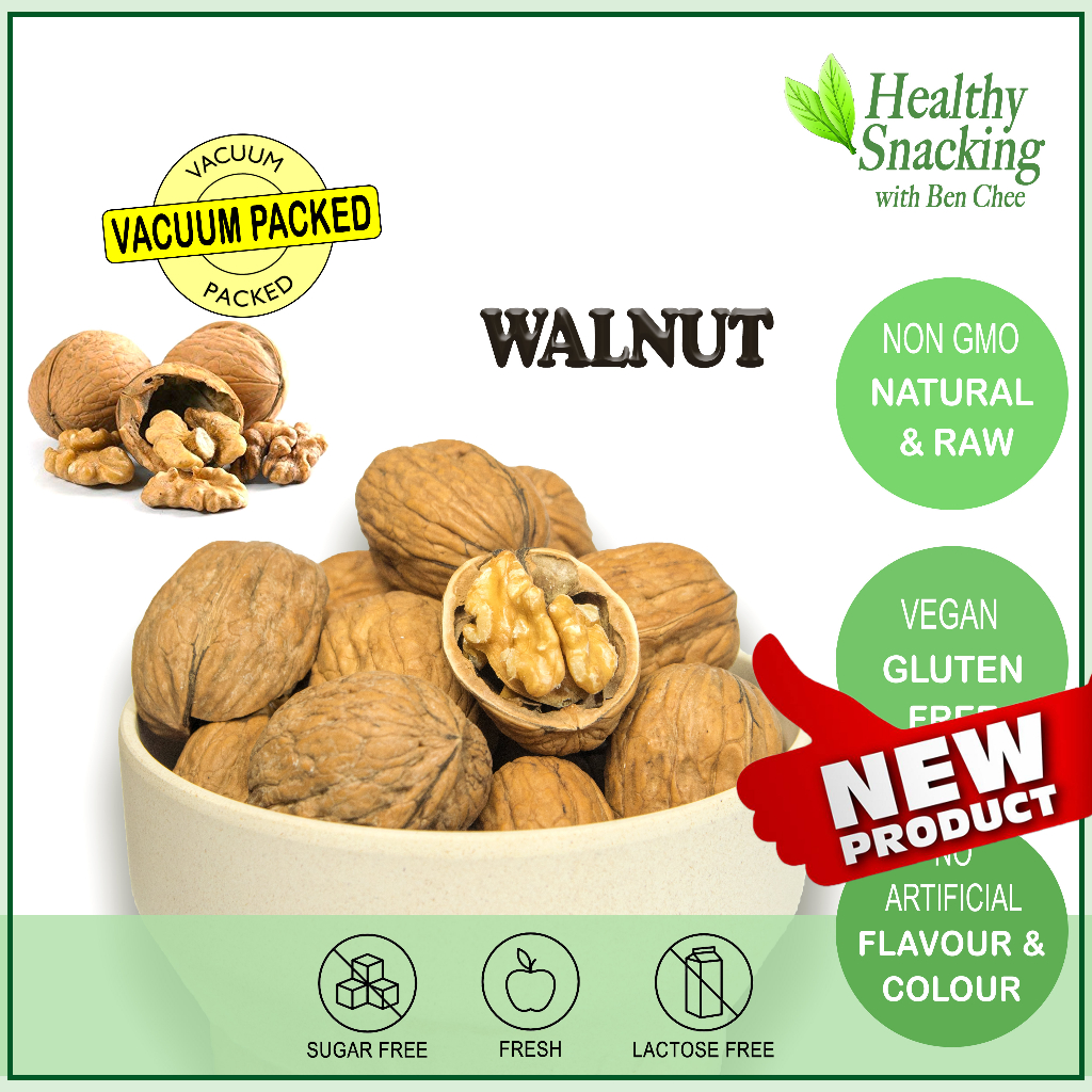 NON-GMO, (VACUUM PACKED), Raw In Shell Walnut, USA, 250g/500g/1kg ...