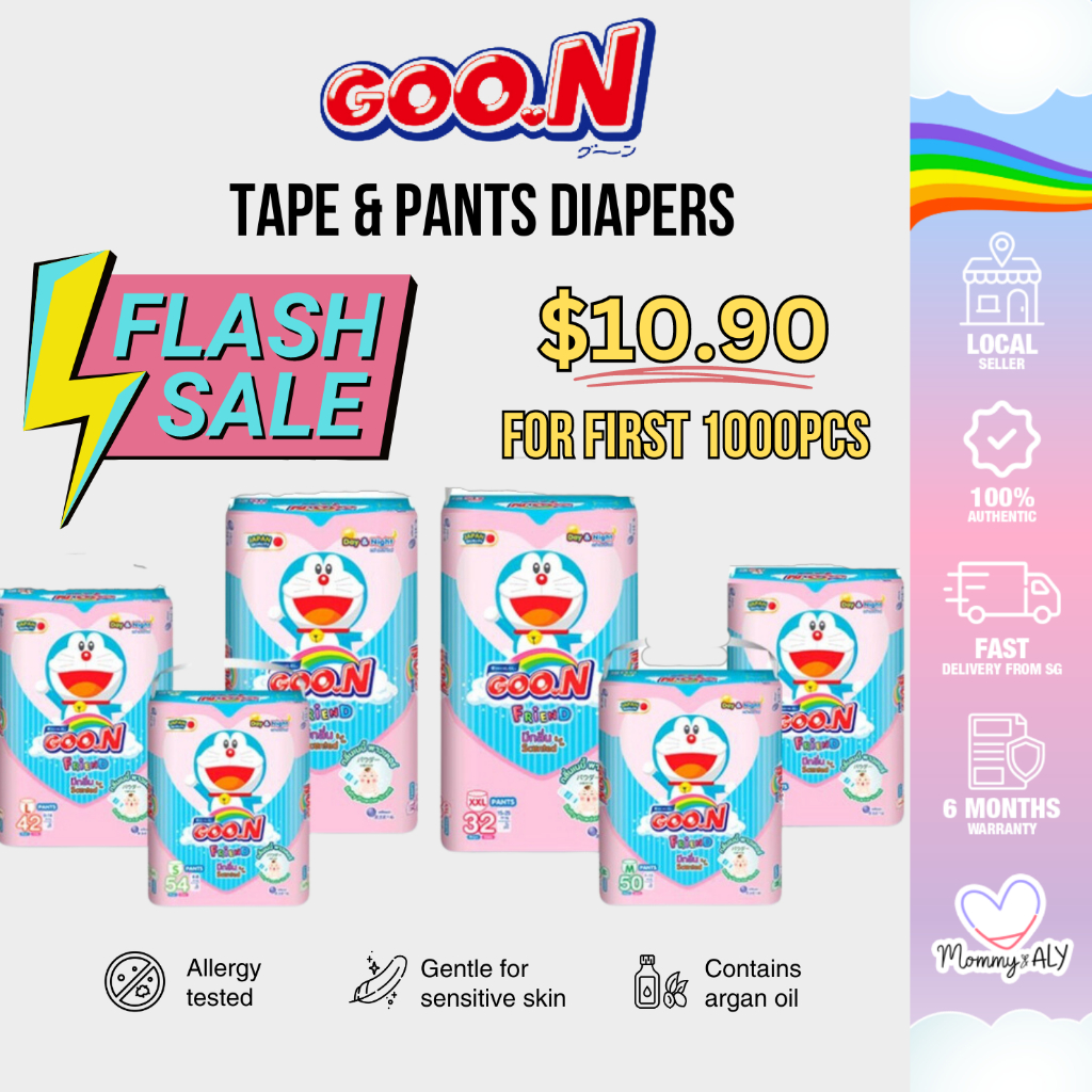 GOO.N Friend Baby Powder Diaper Pants Doraemon Mickey & Minnie S-XXL ...