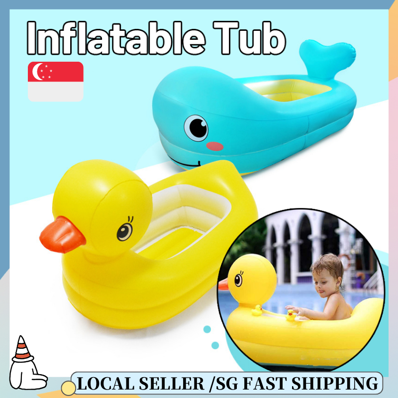 SG READY STOCK Baby Inflatable Safety Duck Bath Tub Puff 'n Play ...