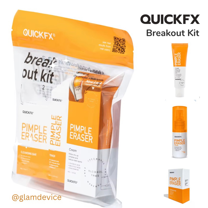[ON STOCK] QUICKFX Break Out Kit Cream 30g ️Toner 30g Cleansing ️Bar 90g | Shopee Singapore