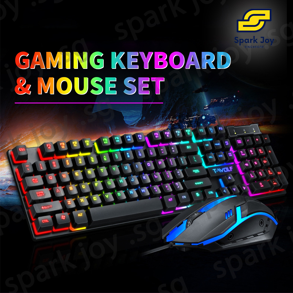【SG】RGB Gaming Keyboard and Mouse Set Mechanical Touch Full 104 Keys ...