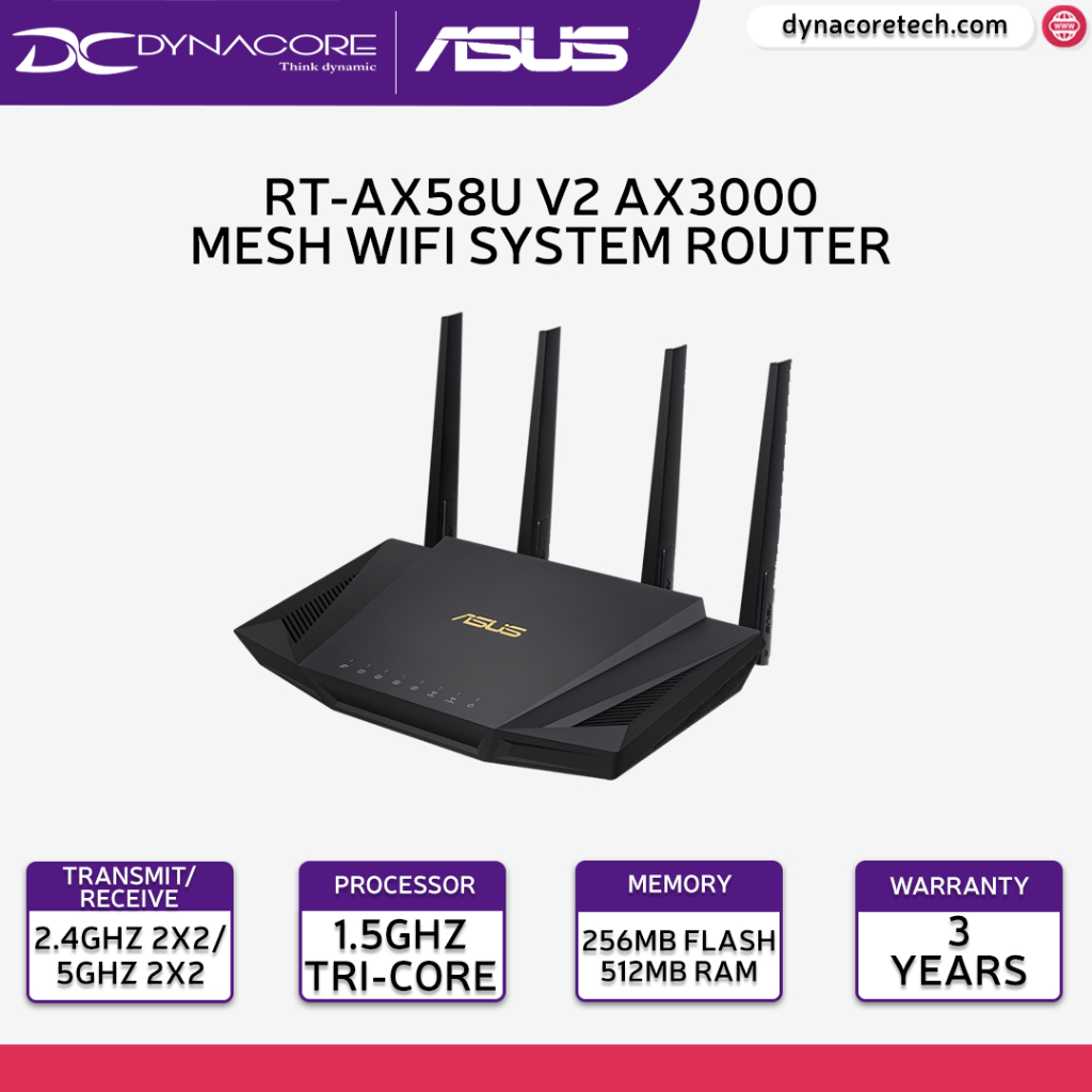 ASUS RT-AX58U V2 WIFI 6 AX3000 Dual-Band Mesh WiFi System Router with ...