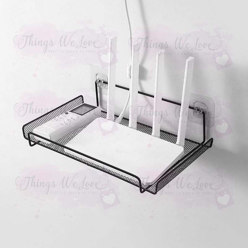 [SG SELLER] Multi Purpose Metal Modem Shelf Rack Router Holder Stick On ...