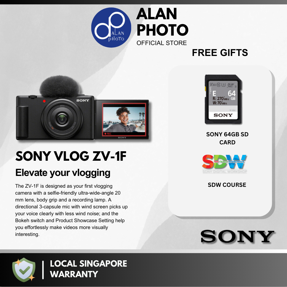 Sony ZV-1F ZV1F ZV-1 Digital Vlogging Camera with 4K HDR I Sony ...