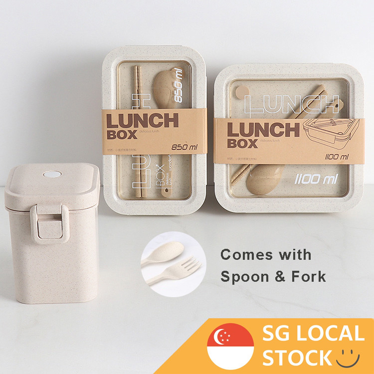 Wheat Straw Lunch Box 3 Tier 3 Layer Bento Box Soup Cup 850ml 900ml ...