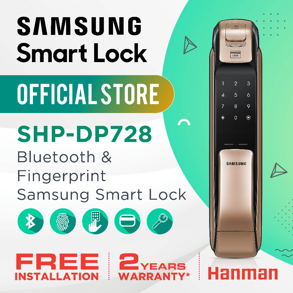 SHP-DP728 Bluetooth PUSH PULL Samsung Digital Door Lock | Shopee Singapore