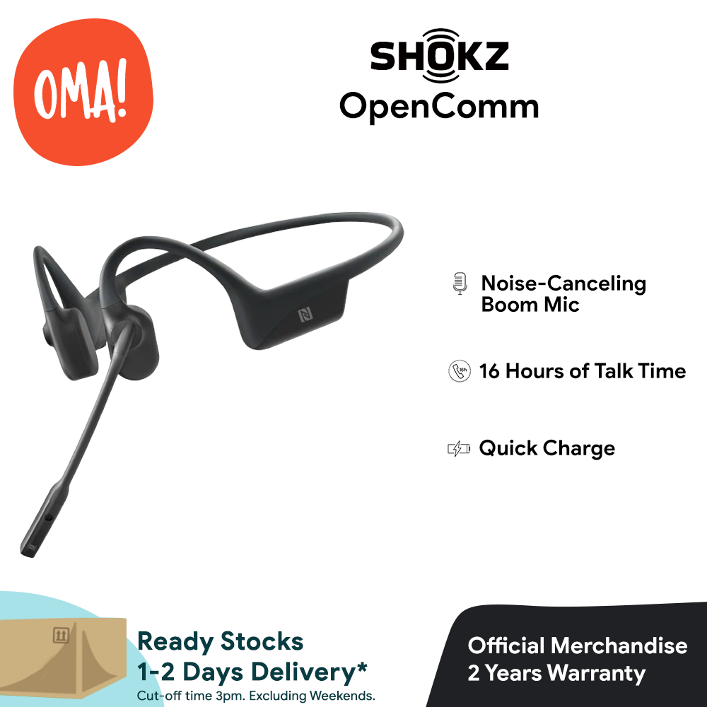 SHOKZ OpenComm - Black | Bone Conduction Open-Ear Stereo Wireless Bluetooth Headset with Noise ...