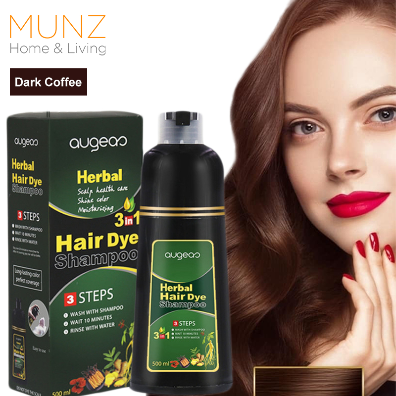 Augeas Herbal Formulated 3 in1 Color Hair Dye Shampoo 500ml | Shopee Singapore