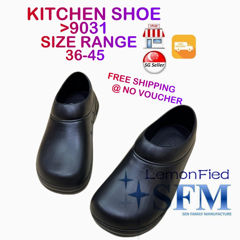 Kitchen Shoes 9031 Size 36-45 slipper black SG Retailer Men Lady Safety ...