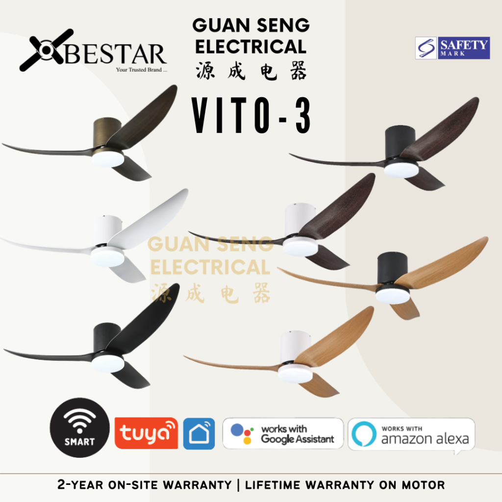 BESTAR VITO-3 40" 50" Hugger Smart Wifi Control DC Motor Ceiling Fan ...