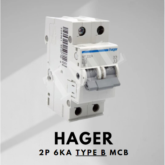 Hager 2P Two Pole MCB 6kA Type B Type C MT22A MT240A MC240A 32A 40A Hager 2 Pole | Shopee Singapore