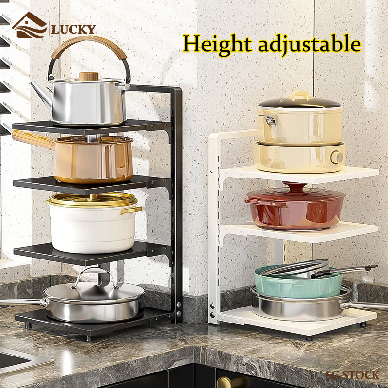 SG STCOK Adjustable Pot Rack Under Sink Rack Kitchen Organizer Kitchen ...