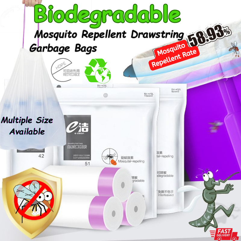 Biodegradable Insect Repellent Drawstring Trash Garbage Bag | Shopee ...
